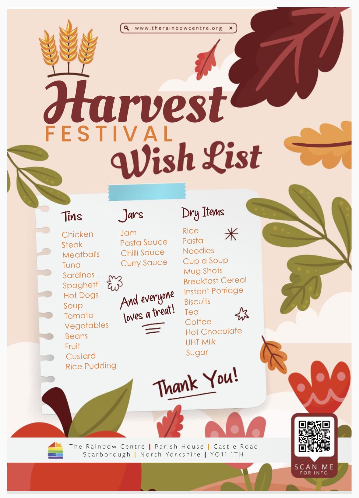 RAINBOW CENTRE – HARVEST FESTIVAL | The Rainbow Centre Scarborough